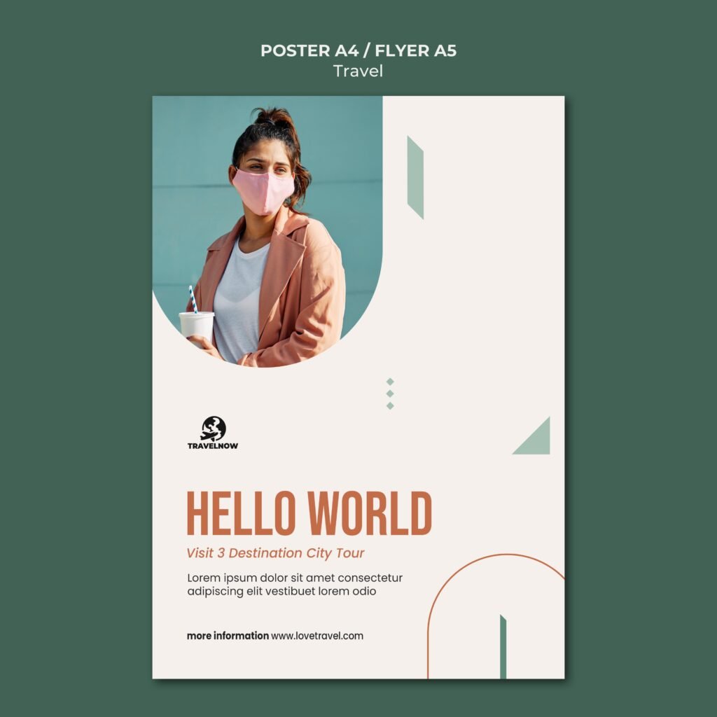 Travel with Mask Poster Template - Template PSD - EPS SARL